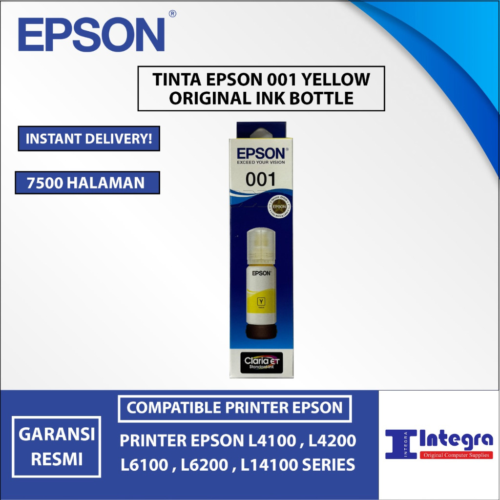 Jual Tinta Epson 001 Yellow Original Ink Bottle for Tinta Printer Epson L4150 L6160 L6170 L6190 ...