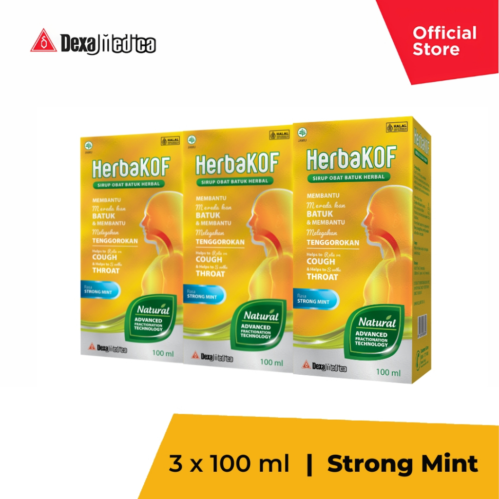 Jual Herbakof Sirup Obat Batuk Rasa Strong Mint 100 ml - Triple Pack ...