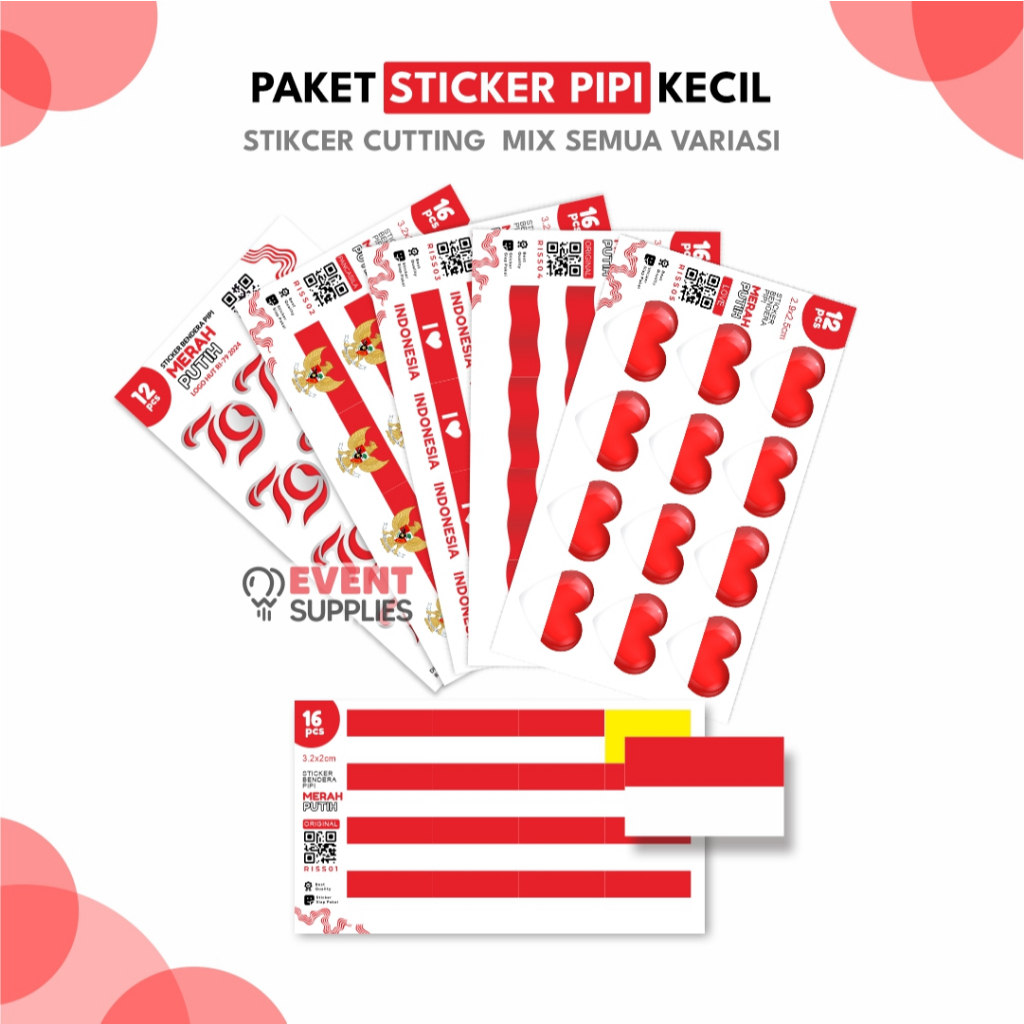 Jual [Paket Lengkap] Sticker Pipi Kecil Bendera Merah Putih HUT RI ...