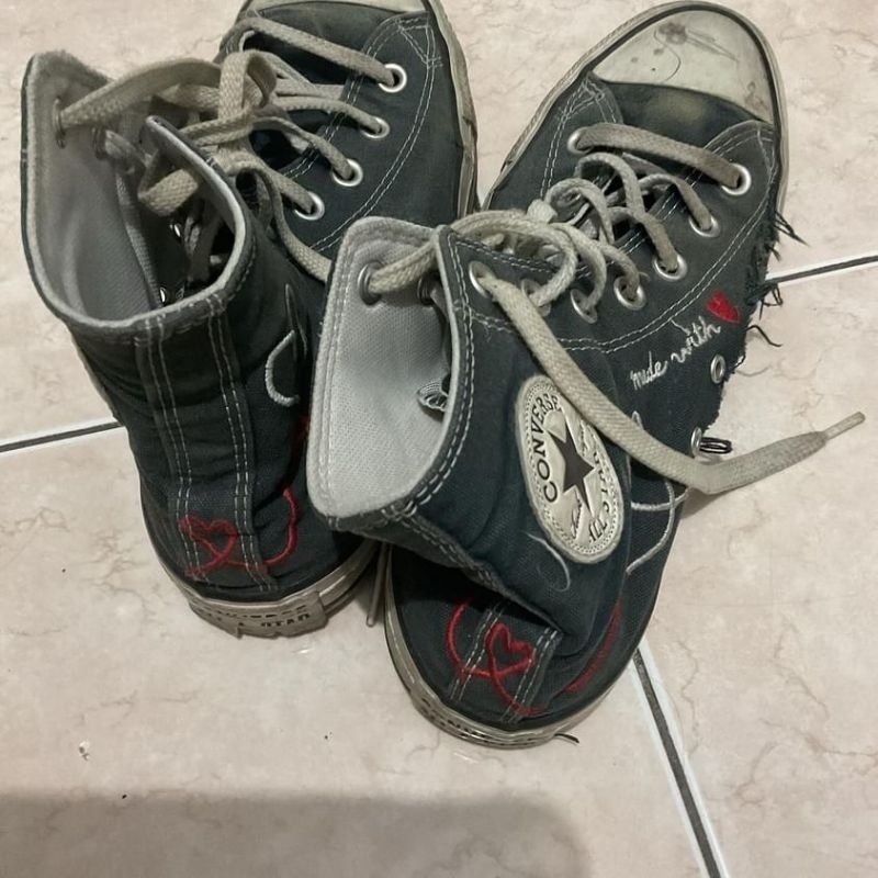 Jual nego sepatu converse all star tempur ori heart love embroidery ...