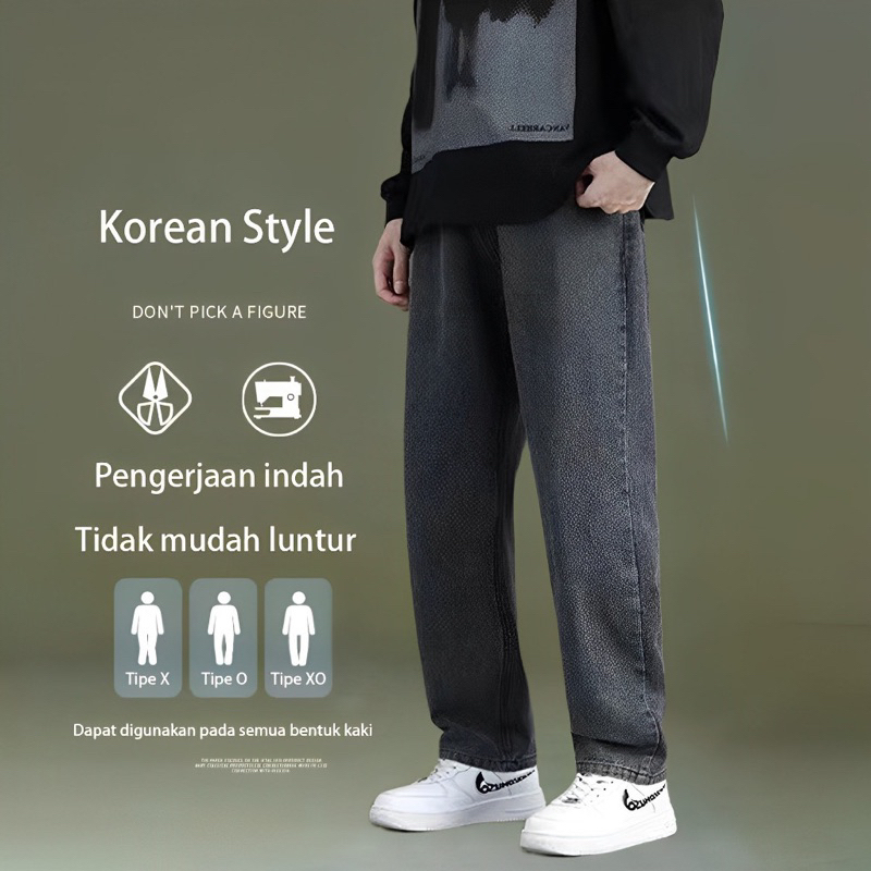 Jual Celana Jeans Pria Celana Panjang Hitam Pria Dewasa Kulot Jeans Murah Denim Jumbo Korean ...