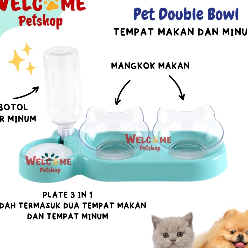 Jual Price Pet Double Bowl Tempat Makan Minum 3 in 1 Set Anjing Kucing Kelinci | Shopee Indonesia