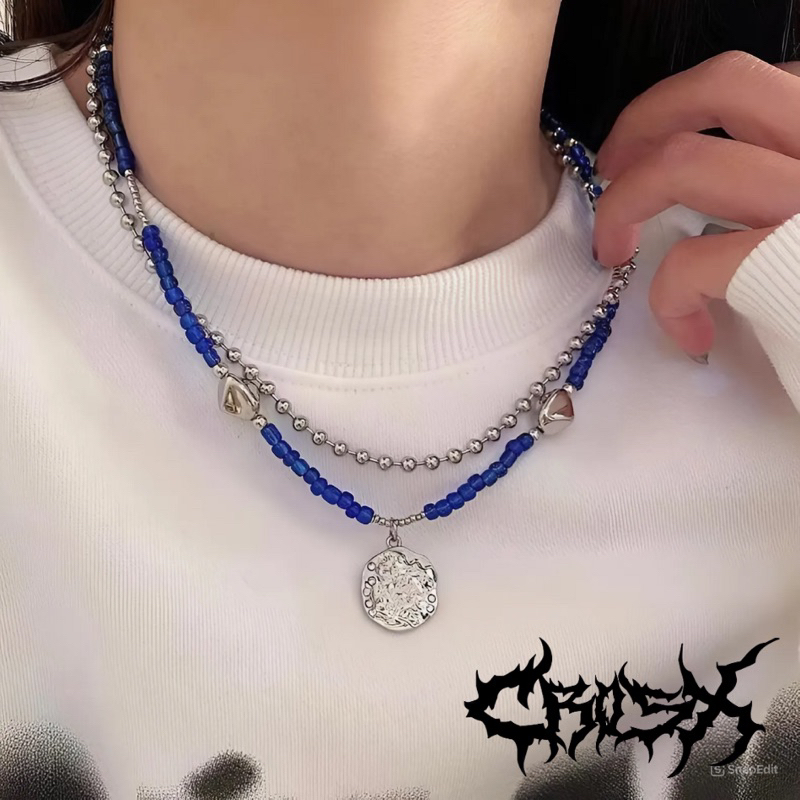 Jual KILA NECKLACE / LOVE STAR NECKLACE KALUNG MUTIARA STONE BLUE PEARL ...