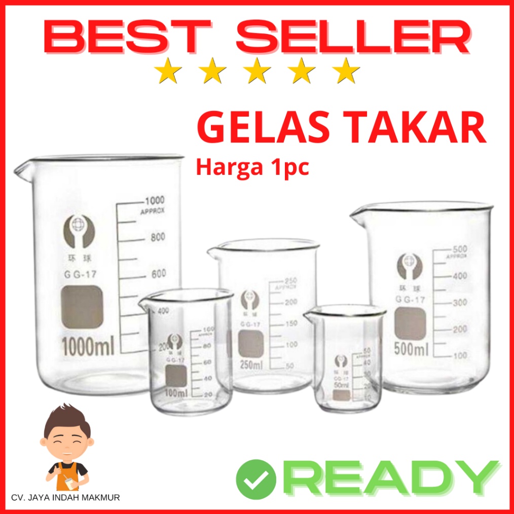 Jual SEGERA BELI Gelas Ukur Gelas Takar Lab Borosilicate Glass Tahan ...
