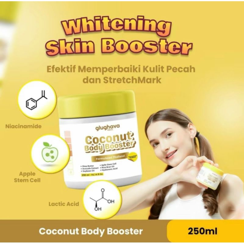 Jual Glughava Coconut Body Booster Whitening 250gr Lotion Booster Glughava Pemutih Tubuh ...