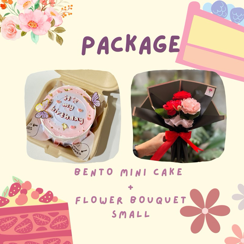 Jual Custom bento cake dan buket bunga/paket bento cake bunga/bouquet ...
