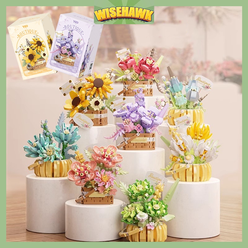 Jual WISEHAWK Mainan Brick Bunga Plant DIY Flower Bouquet Mainan Balok ...
