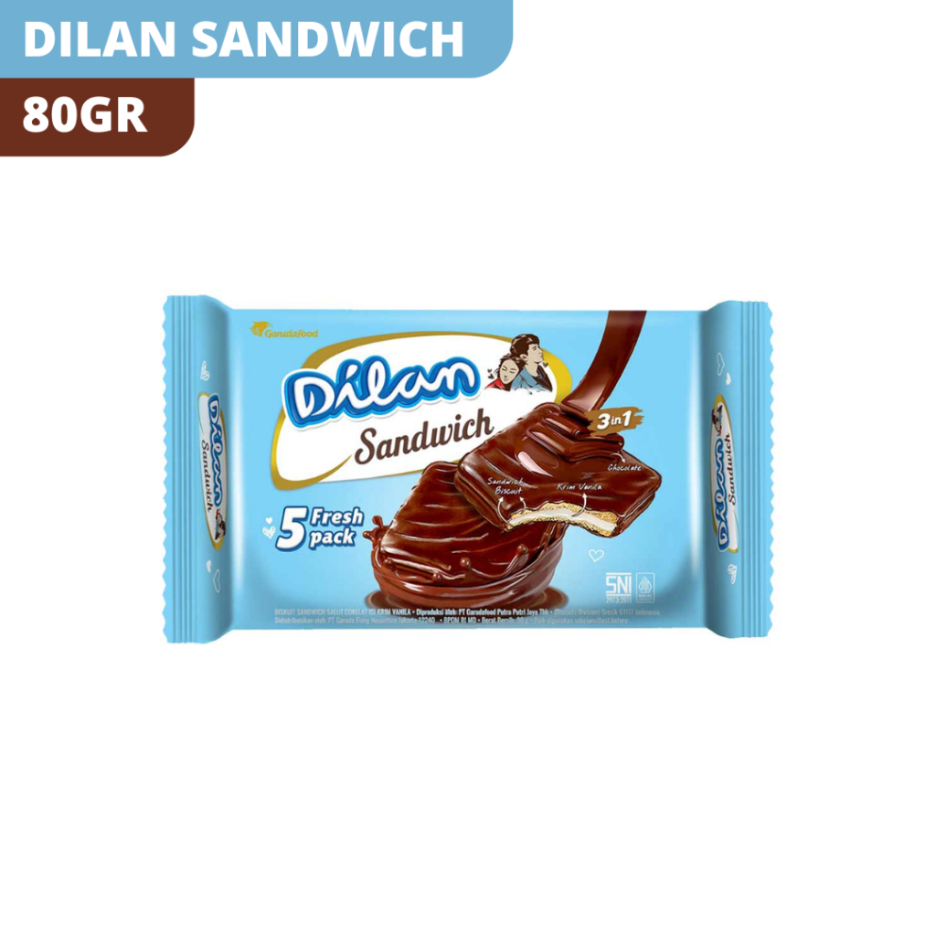 Jual DILAN SANDWICH COKLAT ISI 5 FRESH PACK 80gr | Shopee Indonesia