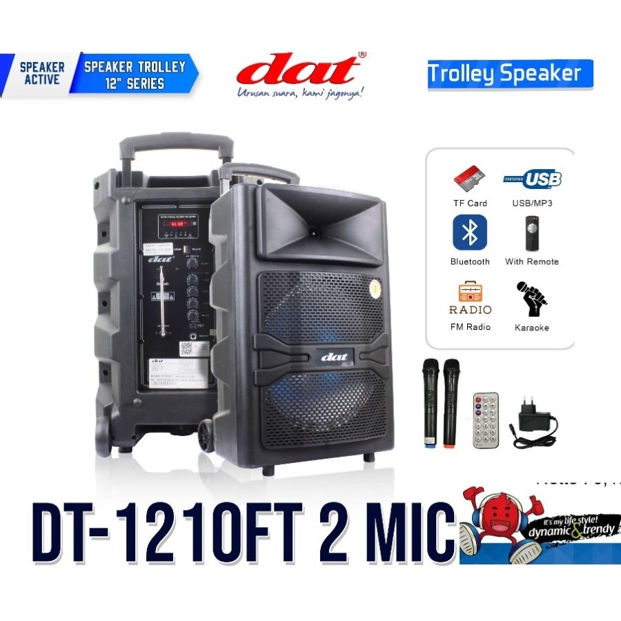 Jual Speaker Portable Wireless DAT DT1210 FT Original Bluetooth 12 inch ...