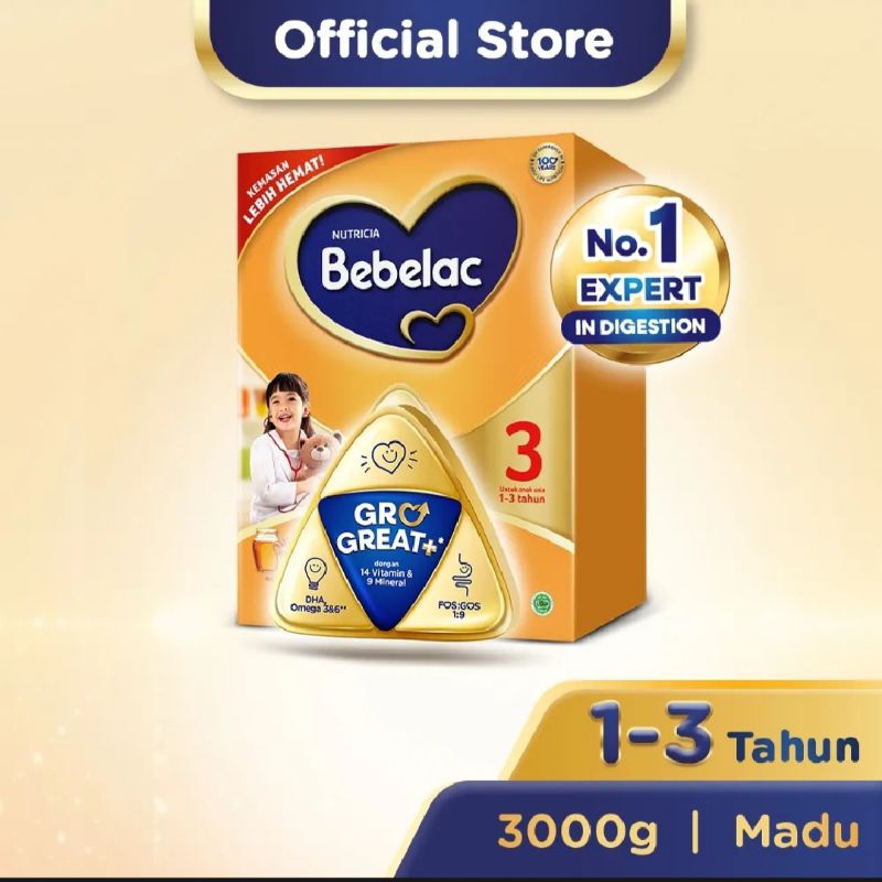 Jual BEBELAC 3 MADU 3000g GO GREAT + SUSU PERTUMBUHAN ANAK USIA 1-3 ...