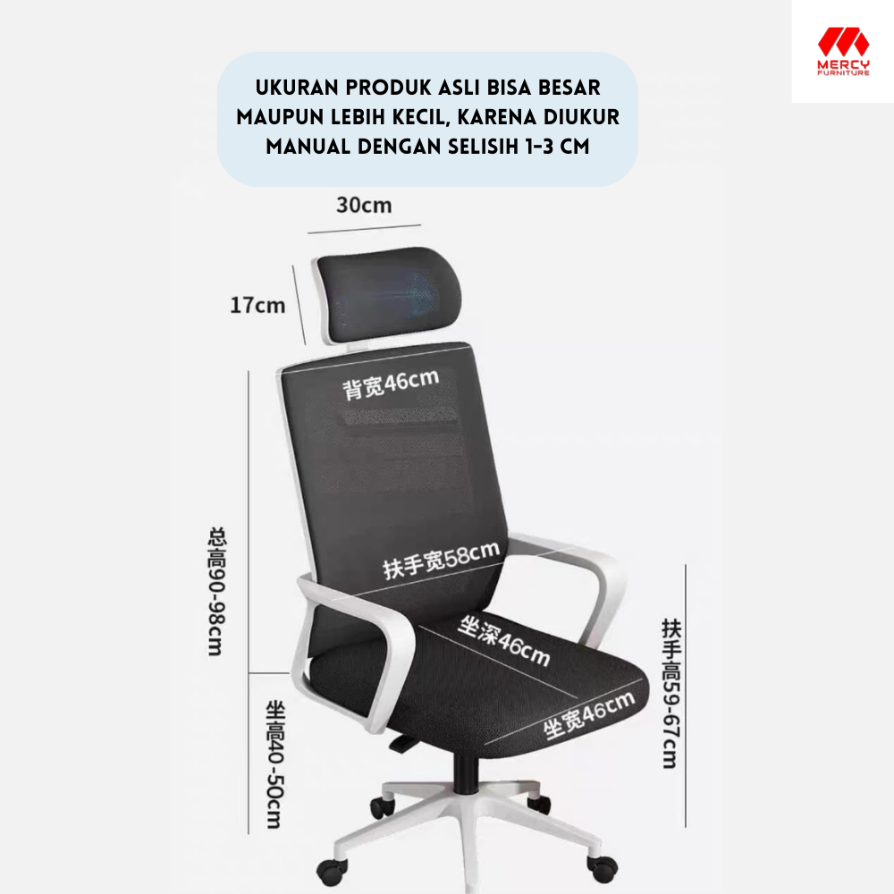 Jual Mercy Kursi Headrest Roda Kursi Staf Kursi Kerja Kursi Kantor ...