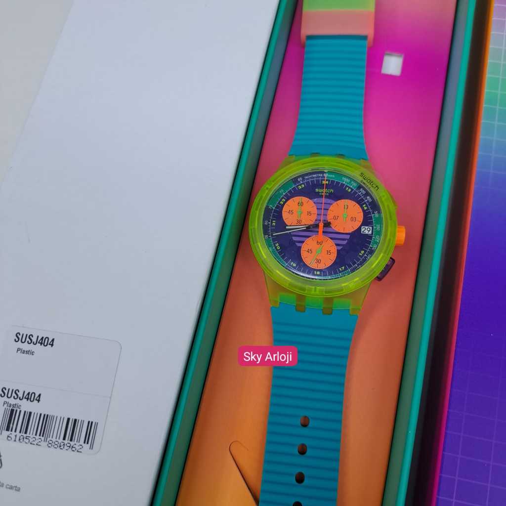 Jual SWATCH SUSJ404 Neon Wave Jam Tangan Pria Original | Shopee Indonesia