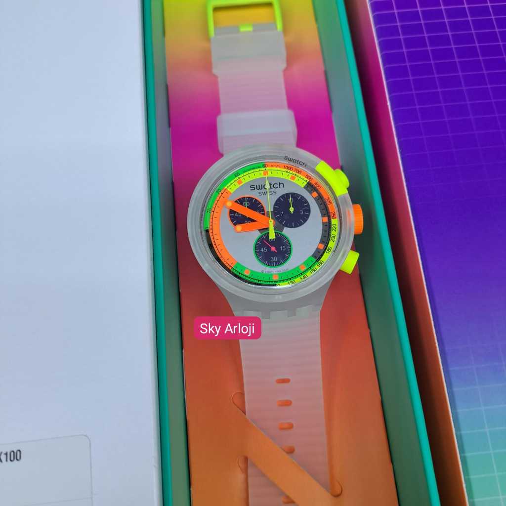 Jual SWATCH SB02K100 Neon Jelly Jam Tangan Original | Shopee Indonesia
