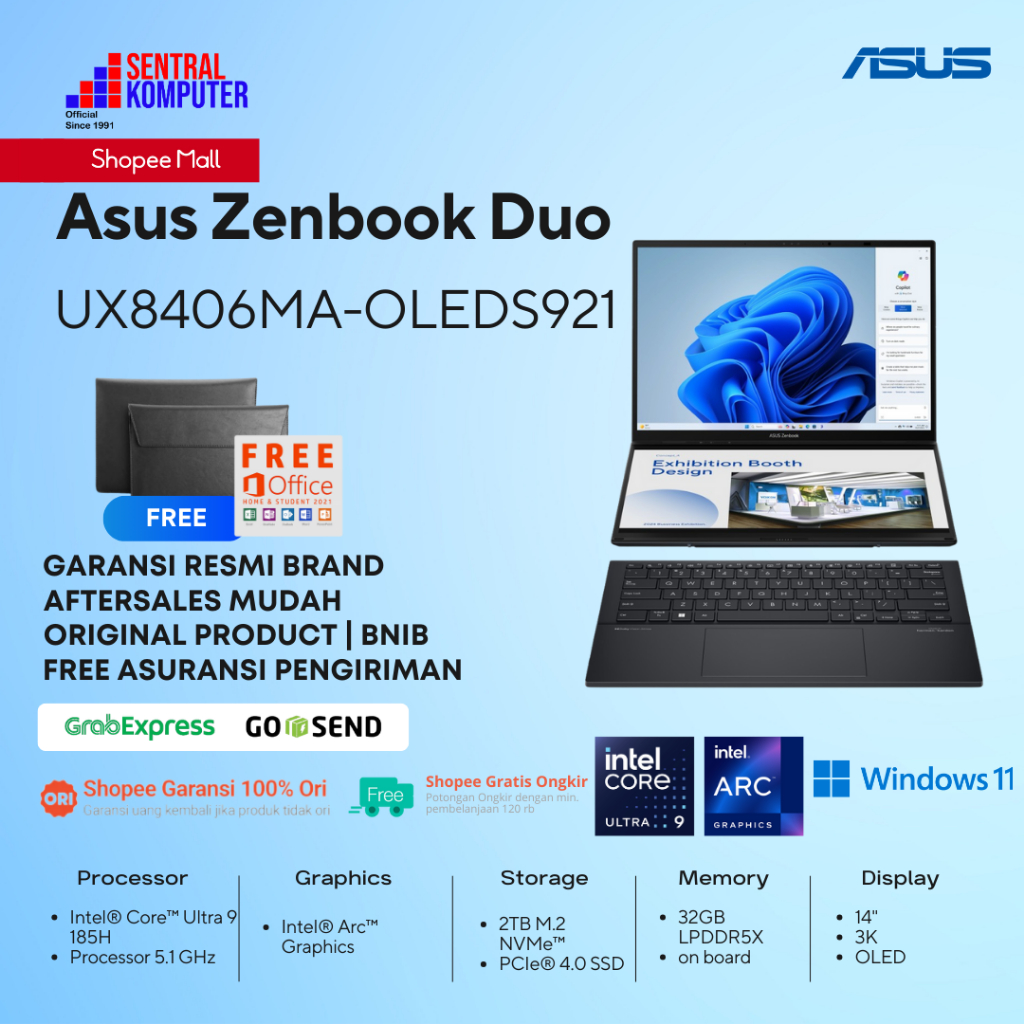 Jual ASUS ZENBOOK DUO UX8406MA OLED TOUCH CORE ULTRA 9 185H 32GB 1TB ...