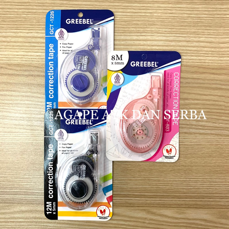 Jual (1PCS) CORRECTION TAPE / TIPE X GREEBEL GCT-1226 12M UKURAN 5mm ...