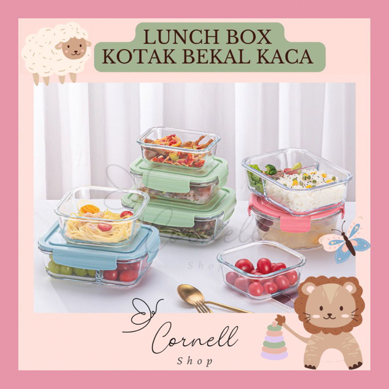 Jual Kotak makan kaca Lunch box kaca kotak bekal kaca tebal wadah mpasi ...
