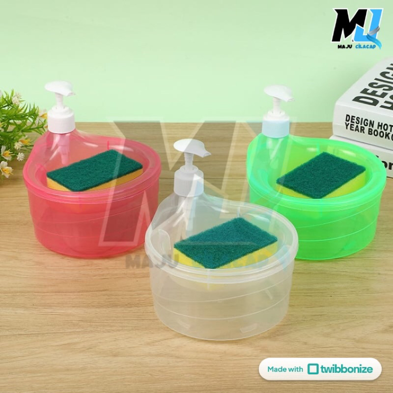 Jual 17M Tempat Sabun Bulat 1000ml + Spons Cuci Piring (2in1) Dispenser ...