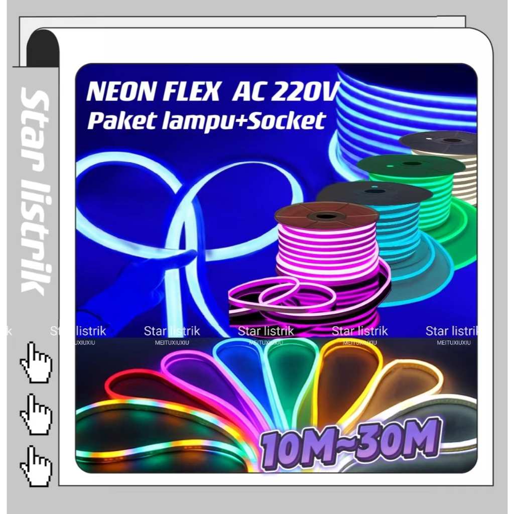 Jual Paket Lampu Neon Flex 220V 10m 15m 20m 25m 30m 30 meter Led Selang ...