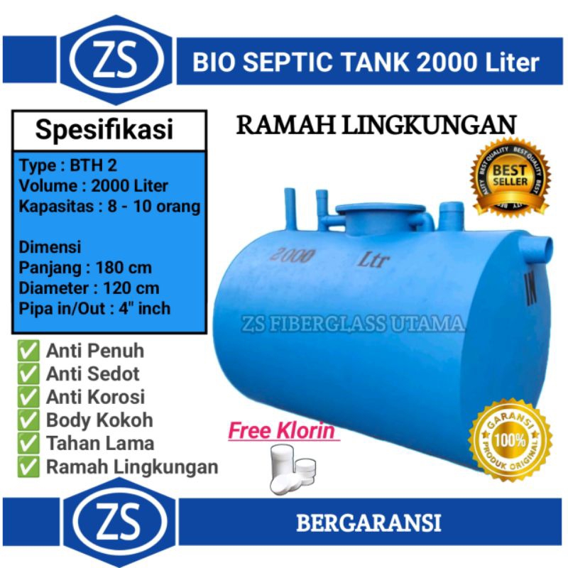 Jual Bio septic tank 2000 liter septictank biotech biofilter IPAL STP ...