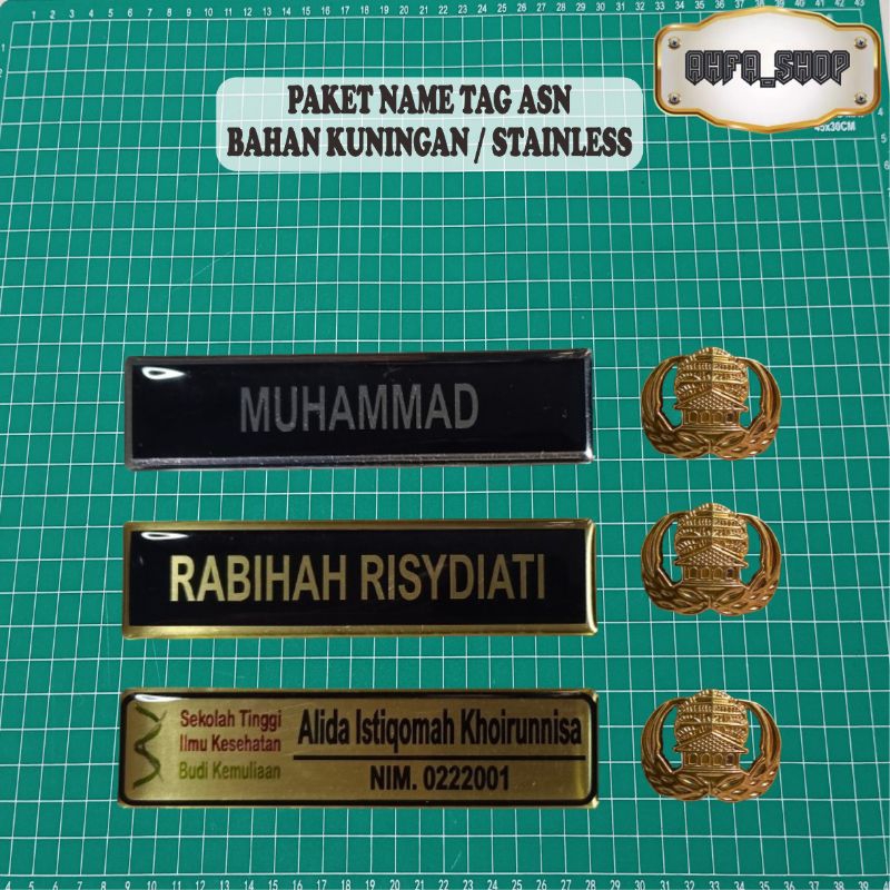 Jual Paket Name Tag ASN Bahan Kuningan Stainless (Name tag & Pin Korpri ...