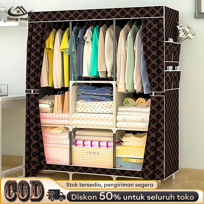 Jual Lemari Pakaian Kain 165*45*170CM Lemari Portable Pakaian Lemari ...