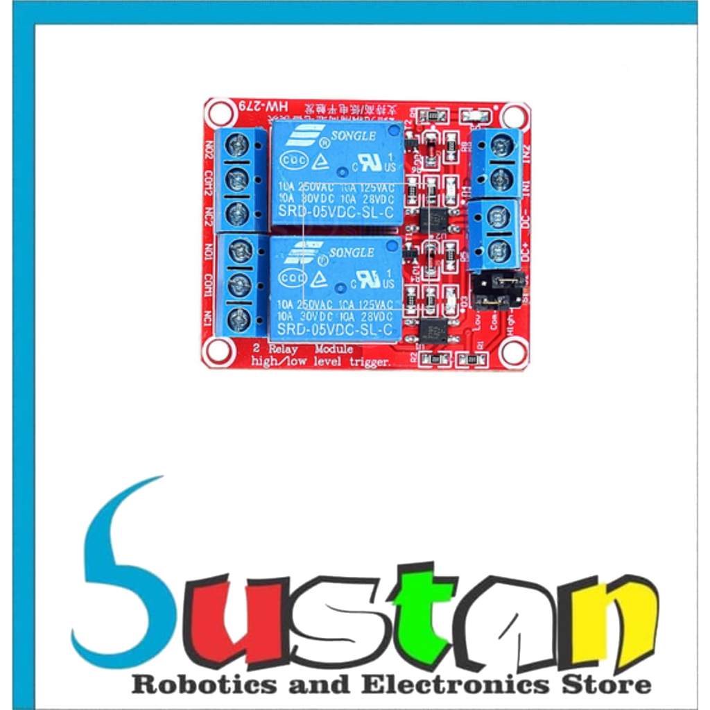 Jual RELAY 5V 2 CHANNEL MODULE HIGH LOW LEVEL TRIGGER OPTOCOUPLER ...