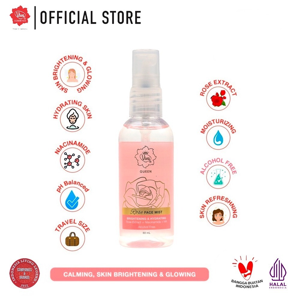 Jual Qeila - VIVA Queen Rose Face Mist | Netto 60 ml | With Niacinamide ...