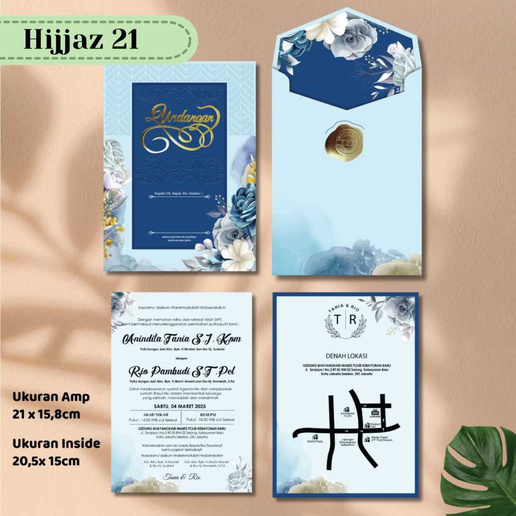 Jual [BISA 10 PCS] Undangan VIP Pernikahan Warna BIRU Hard Cover Papan ...