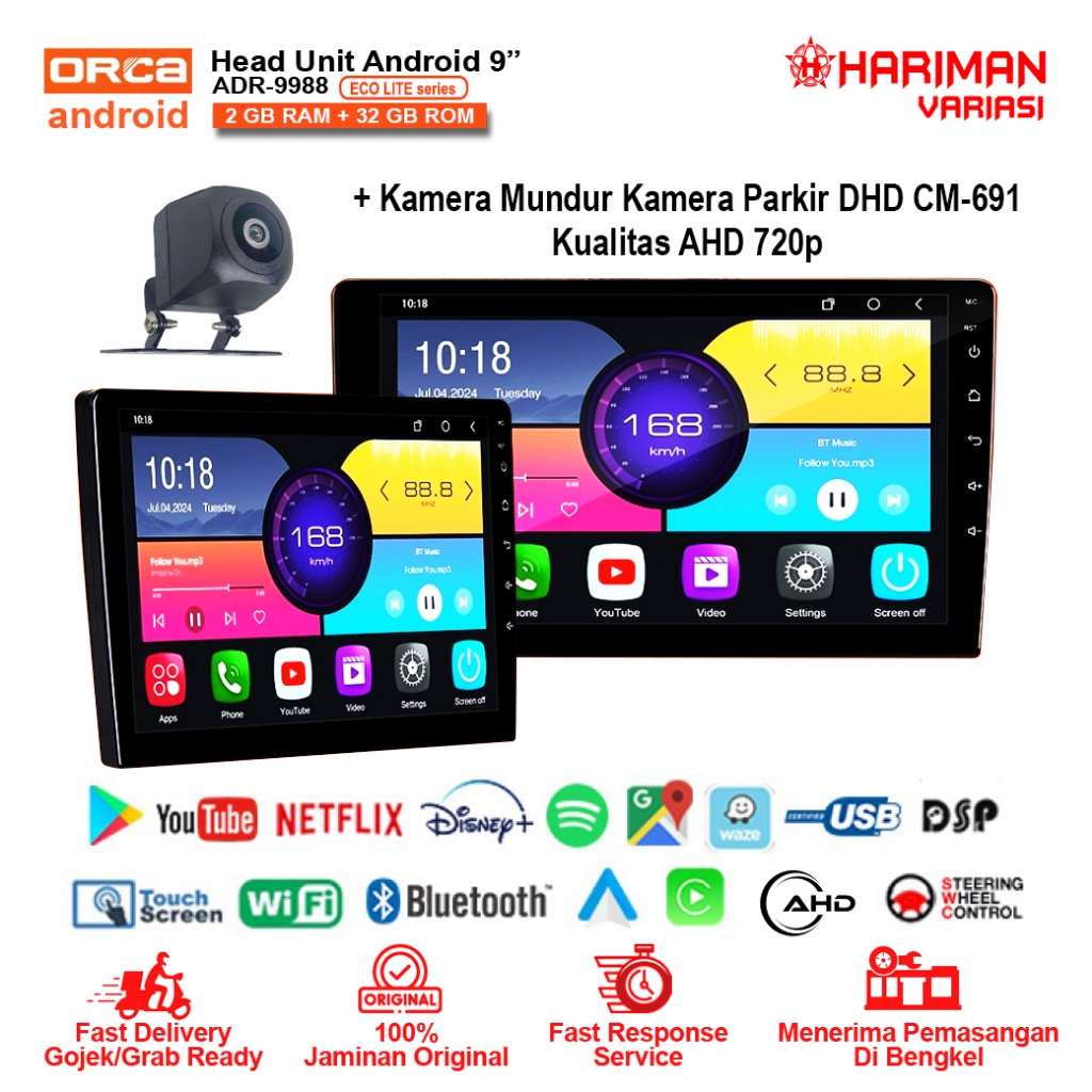 Jual PAKET KAMERA AHD + Head Unit Android ORCA ADR-9988 ECO LITE 9 inch Ram 2/32 Android Auto ...