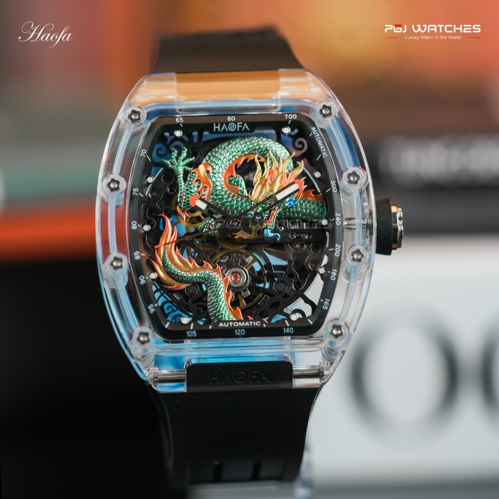 Jual JAM TANGAN HAOFA 3D DRAGON CRYSTAL AUTOMATIC WATCH 2321 GREEN ...