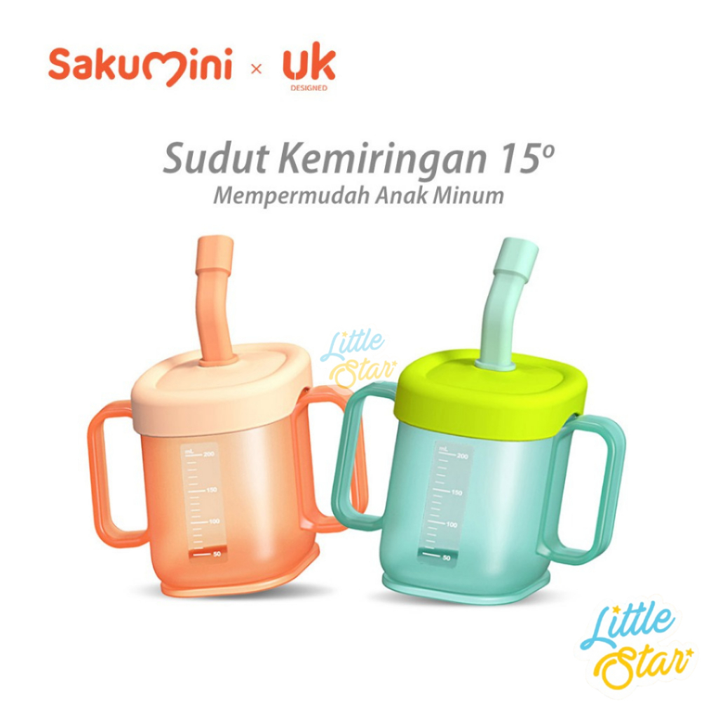 Jual Sakumini Curve Straw Cup Training Gelas Minum Sedotan Anak Sippy Cangkir Botol Susu Anak ...