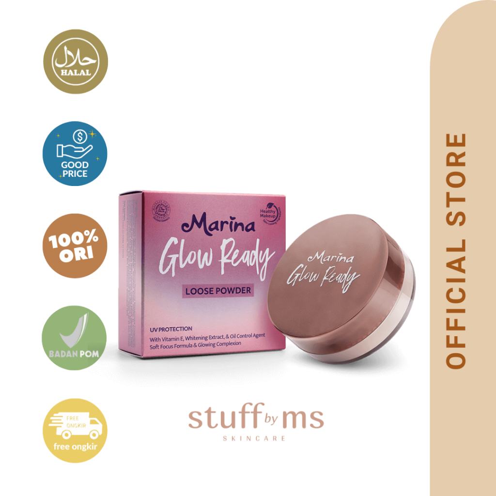 Jual Marina Makeup Glow Ready Loose Powder 15gr | Shopee Indonesia