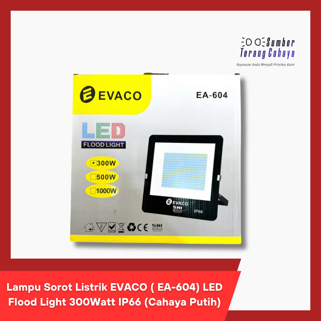 Jual Lampu Sorot Listrik EVACO ( EA-604) LED Flood Light 300Watt IP66 (Cahaya Putih) | Shopee ...