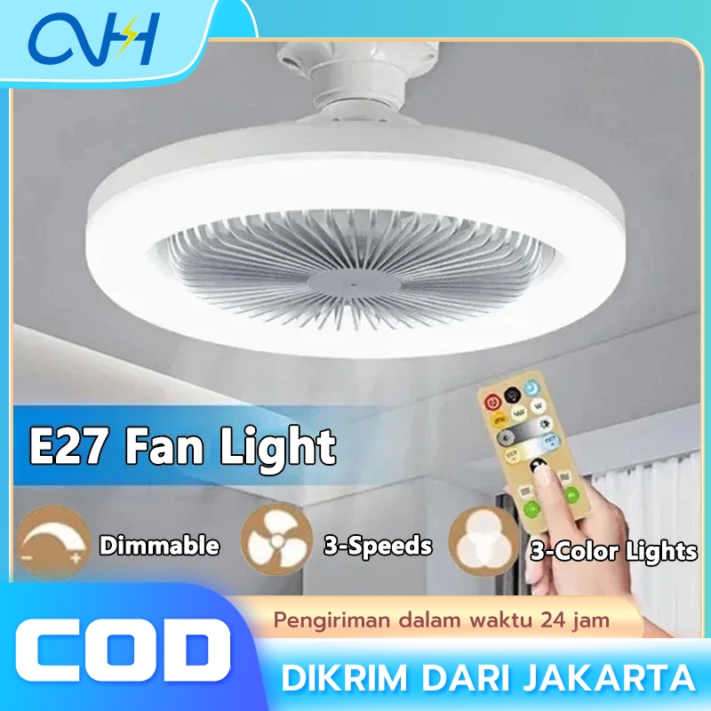 Jual Lampu Kipas Angin AC E27 30/50Watt Lampu Plafon Remote Control LED ...