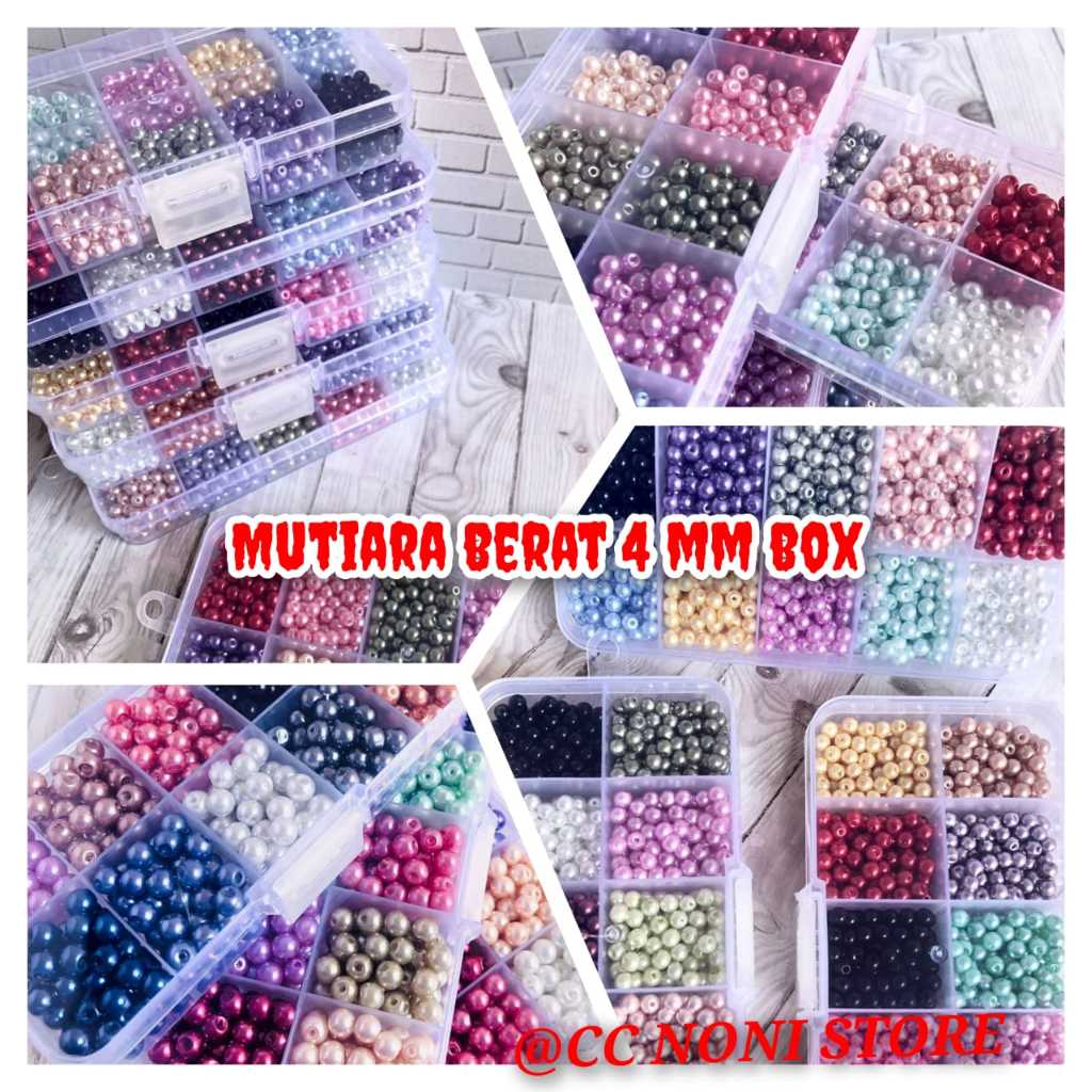 Jual manik mote mutiara berat meronce lubang tembus jahit ukuran 4 mm ...