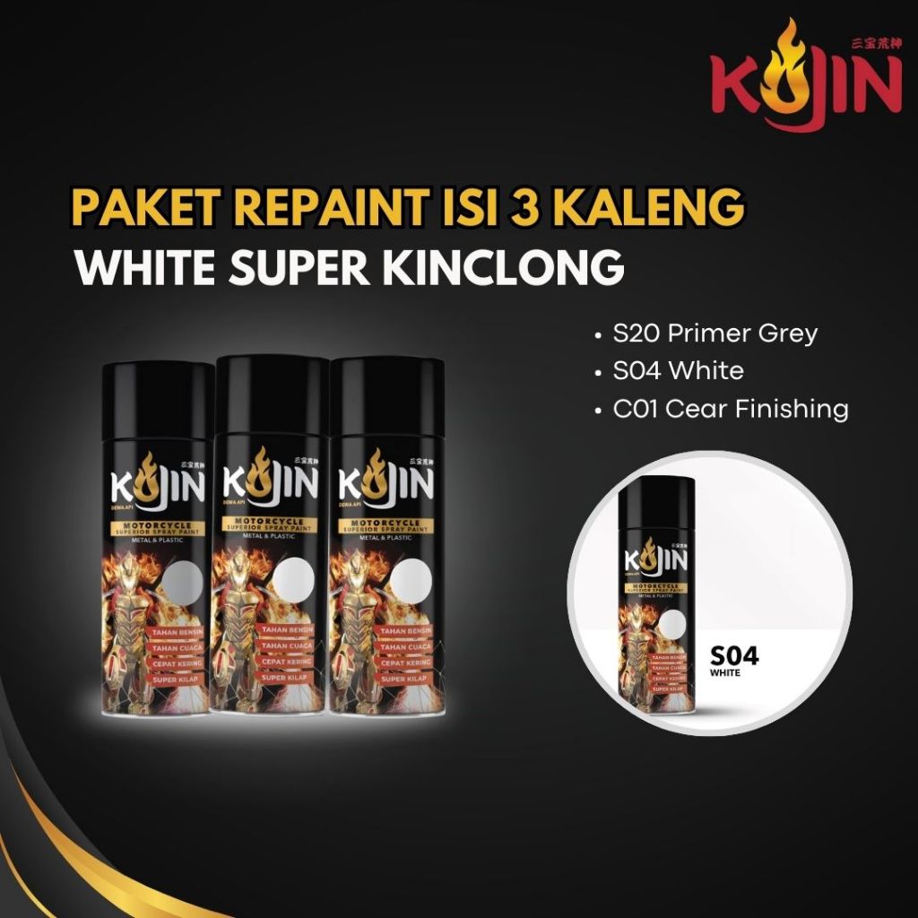 Jual Paket Cat Repaint White Super Kinclong / Kojin Spray Cat Semprot ...