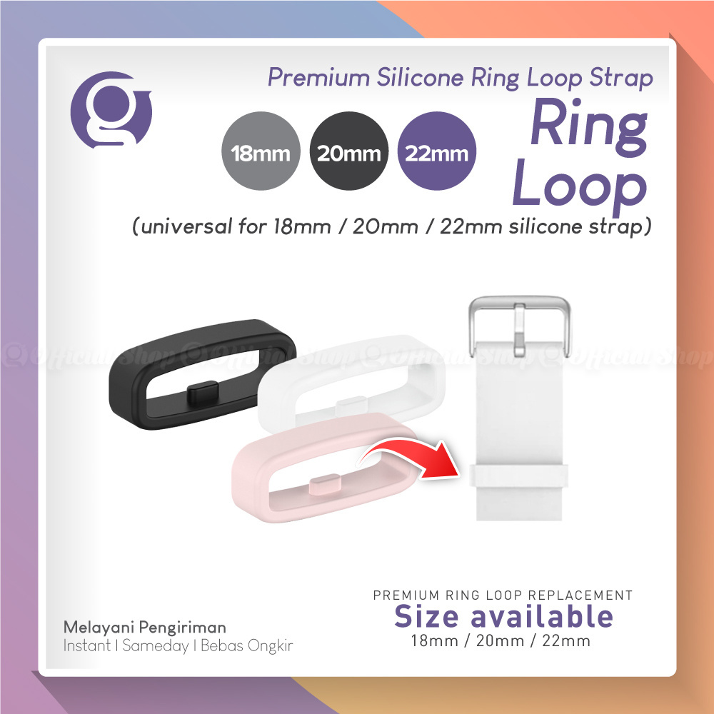 Jual Rubber Ring Loop Strap Size 18 20 22 MM Pengait Karet Strap Jam ...