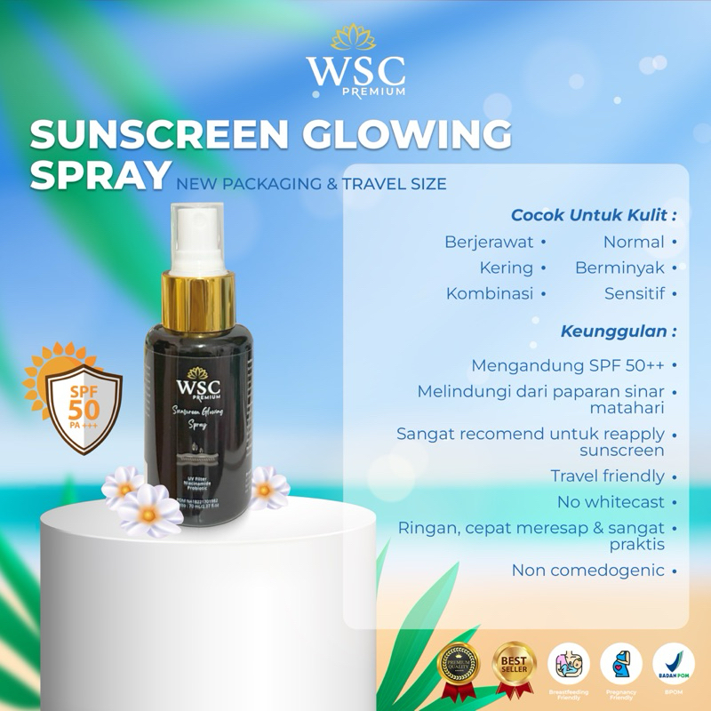 Jual [ WSC PREMIUM ] SUNSCREEN GLOWING SPRAY PAKET MAGER SKINCARE WSC ...