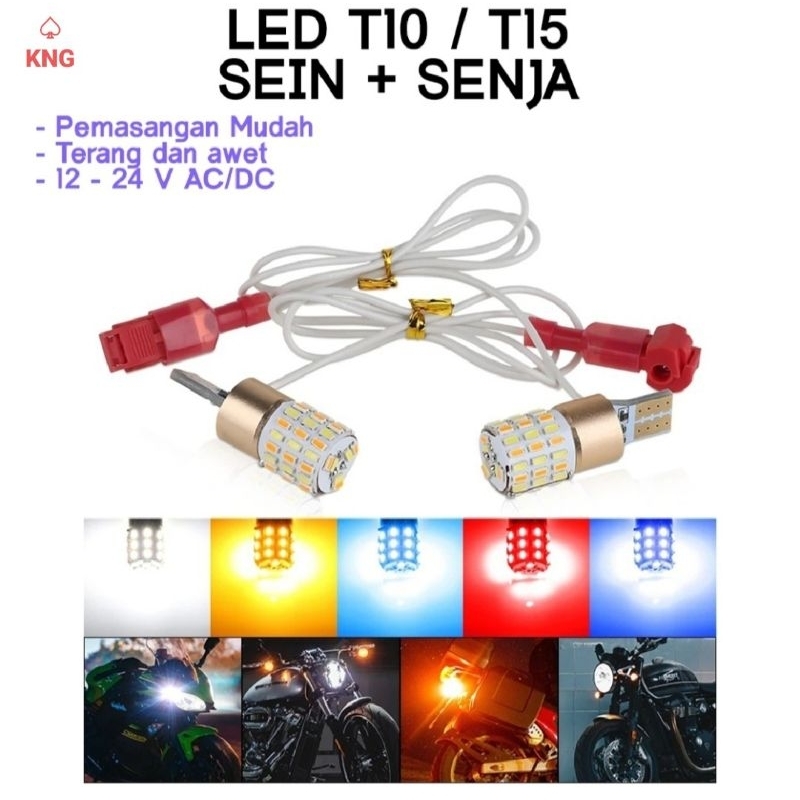 Jual Lampu LED T10 Mode Sein dan Senja Sepeda Motor Sepasang - Lamp Sen + Senja 16 Mata Motor ...