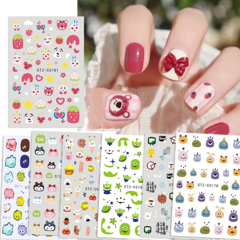 Jual Stiker Kuku 5D Kartun Cartoon Jelly Lucu Sticker Nail Campur Emoji ...