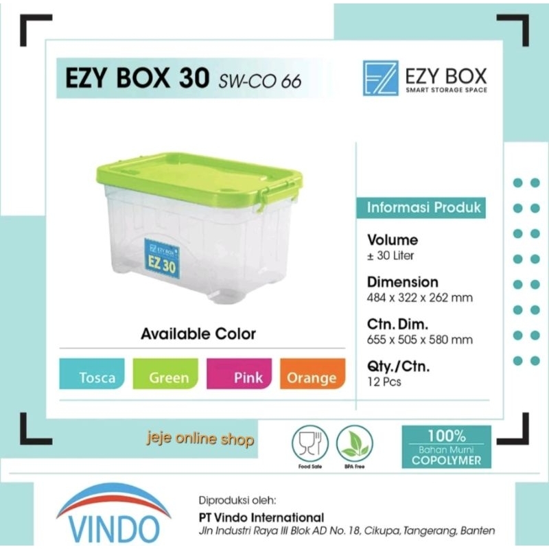Jual EZY CONTAINER BOX CB 30 LITER KOTAK PENYIMPANAN WADAH BAHAN ...