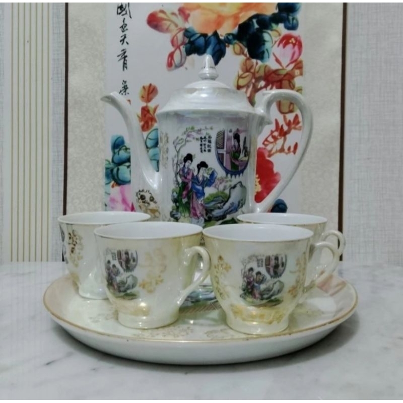 Jual Tea set keramik japan motif putrikondisi Nos | Shopee Indonesia
