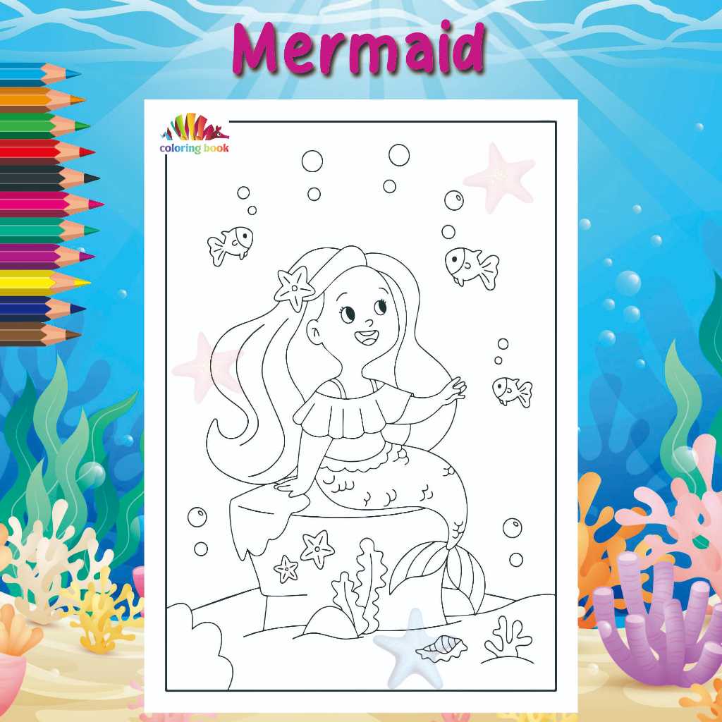 Jual KERTAS MEWARNAI / COLORING / KERTAS GAMBAR / MERMAID / KERTAS ...