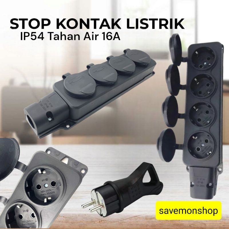 Jual Stop Kontak Outdoor 16A Waterproof IP54 Steker Terminal Listrik ...