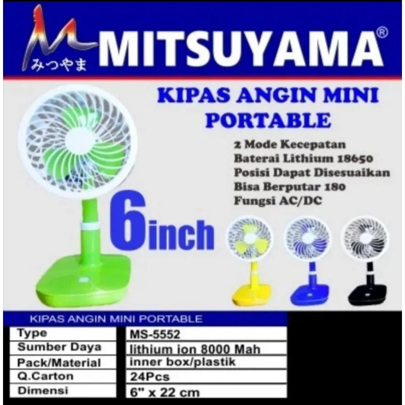 Jual Kipas Angin Mini Portable Mitsuyama 6 inch MS-5552 Kipas Angin Cas ...