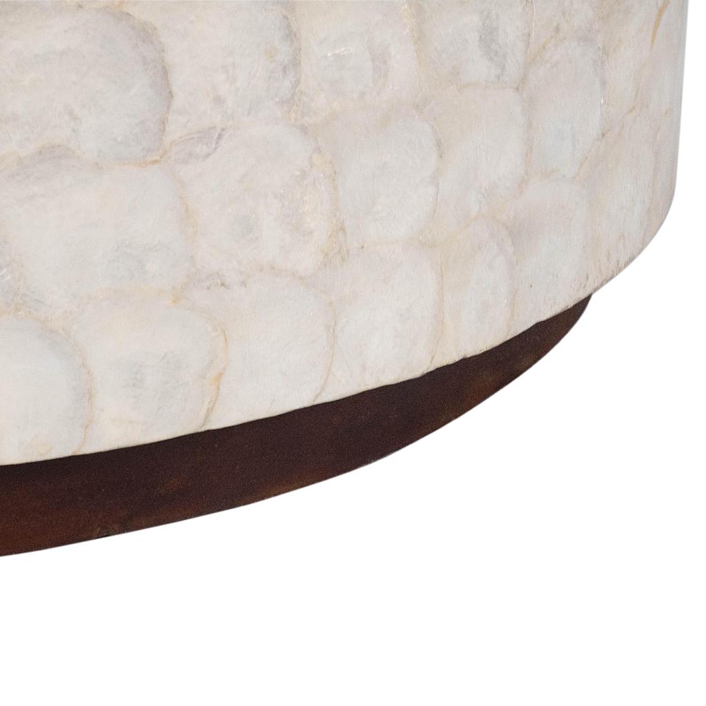 Jual JAVA Round Cocktail Coffee Table Capiz White & Wood | Shopee Indonesia