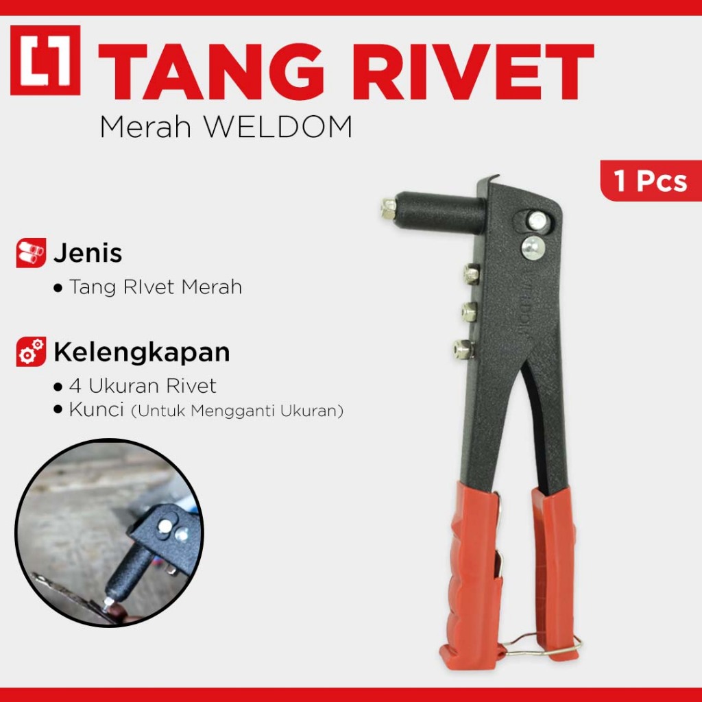 Jual WELDOM Tang Rivet 4 Mata Gagang Kuning/Merah | Shopee Indonesia