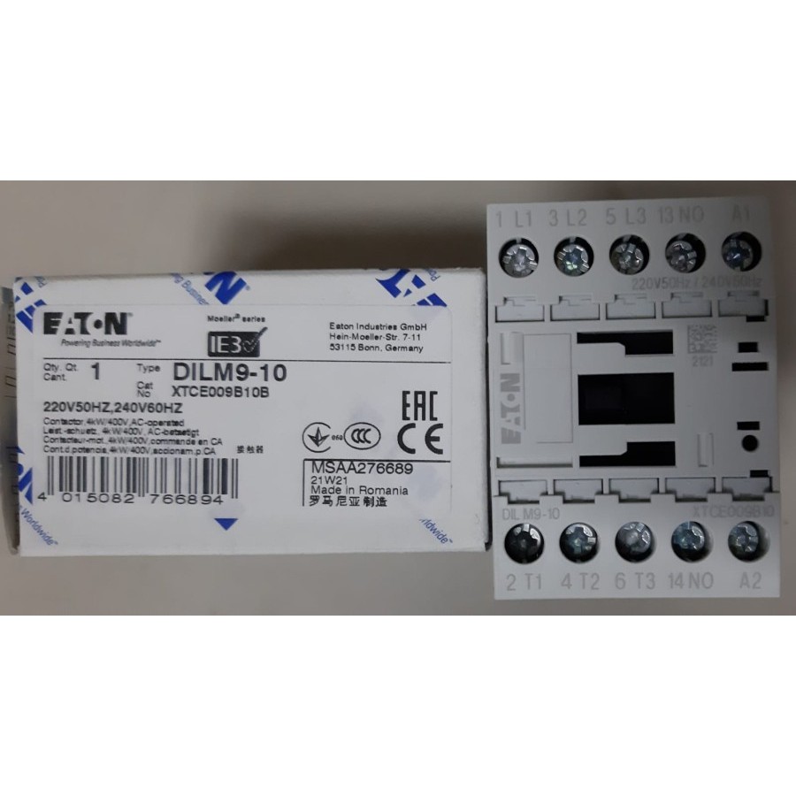 Jual EATON Moeller DILM9-10 XTCE009B10B 220VAC 220V50Hz, 240V60Hz EATON ...