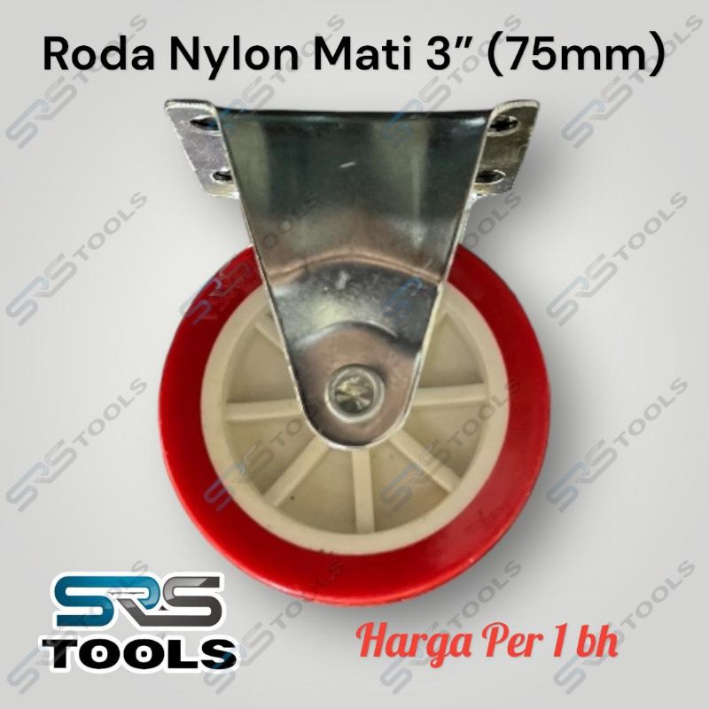 Jual Roda Nylon Nilon 3 Inch Gepeng Merah Mati / Roda Troli Steling ...