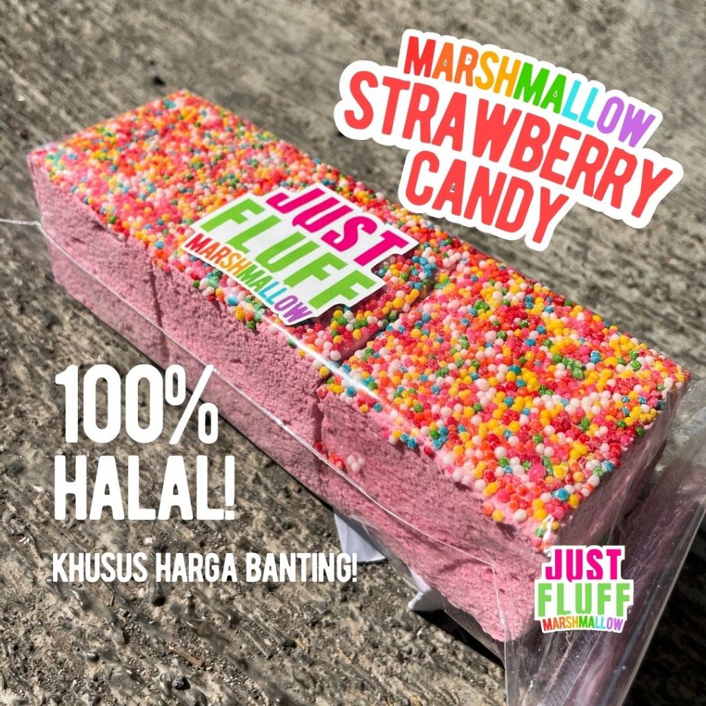 Jual Marshmallow JustFluff Strawberry Candy [HALAL] [3 KOTAK] Gourmet ...